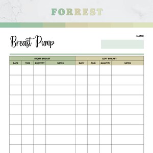 Printable Breast Pump Record, Breastfeeding Log, Breast Pumping Tracker ...