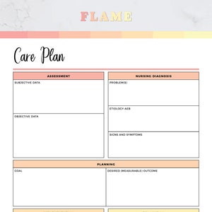 Printable Nursing Care Plan Template, Nursing Student Care Plan, Nurse ...