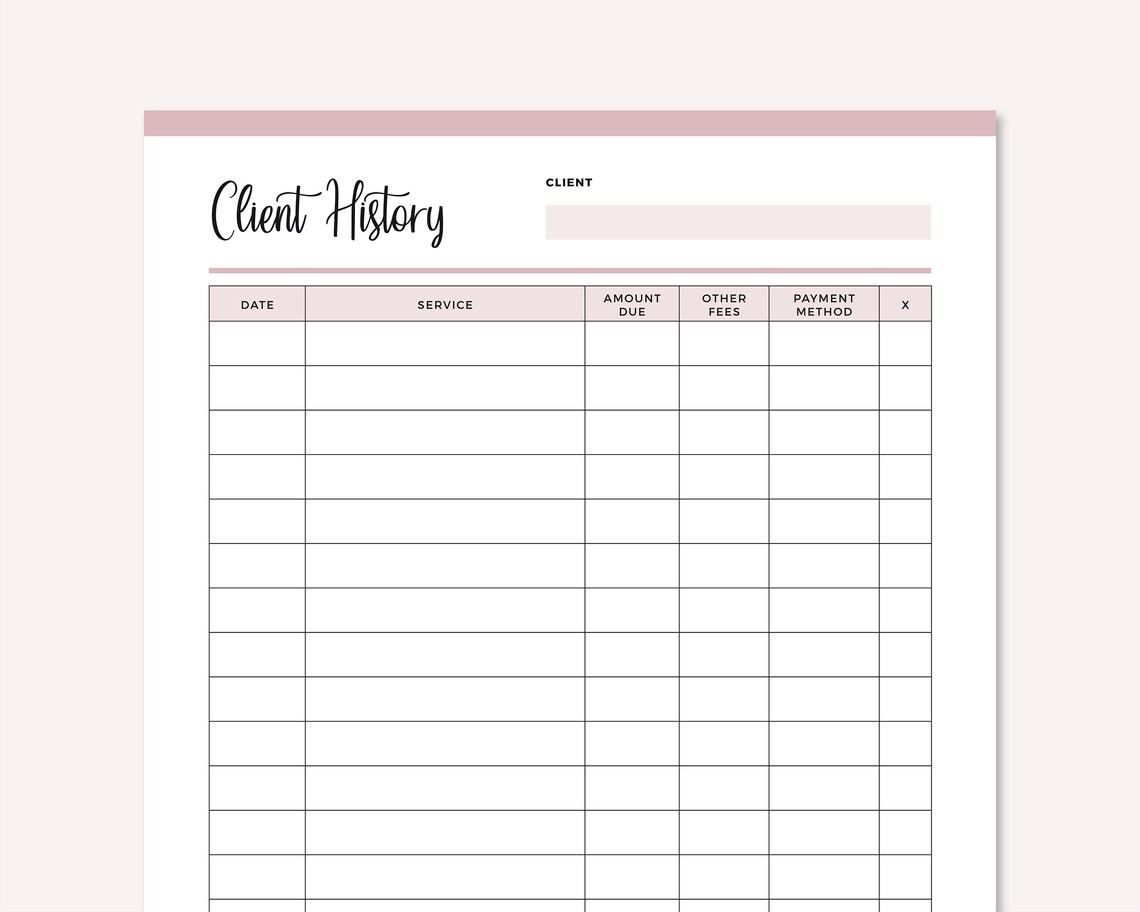 Printable Client History Client Payment Log Business Finance | Etsy