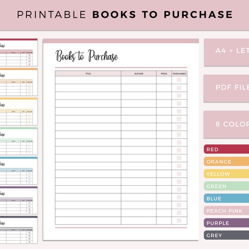 Editable Book Tracker Printable Books to Read Reading - Etsy UK