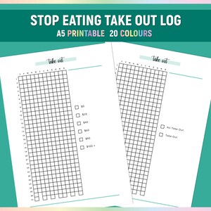 A5 Take Out Reduction Tracker, Printable Stop Eating Takeaway Journal ...