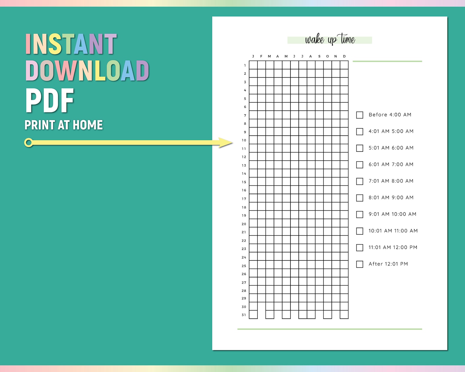 A5 Wakeup Time Tracker, Printable Sleeping Routine Journal, Simple ...