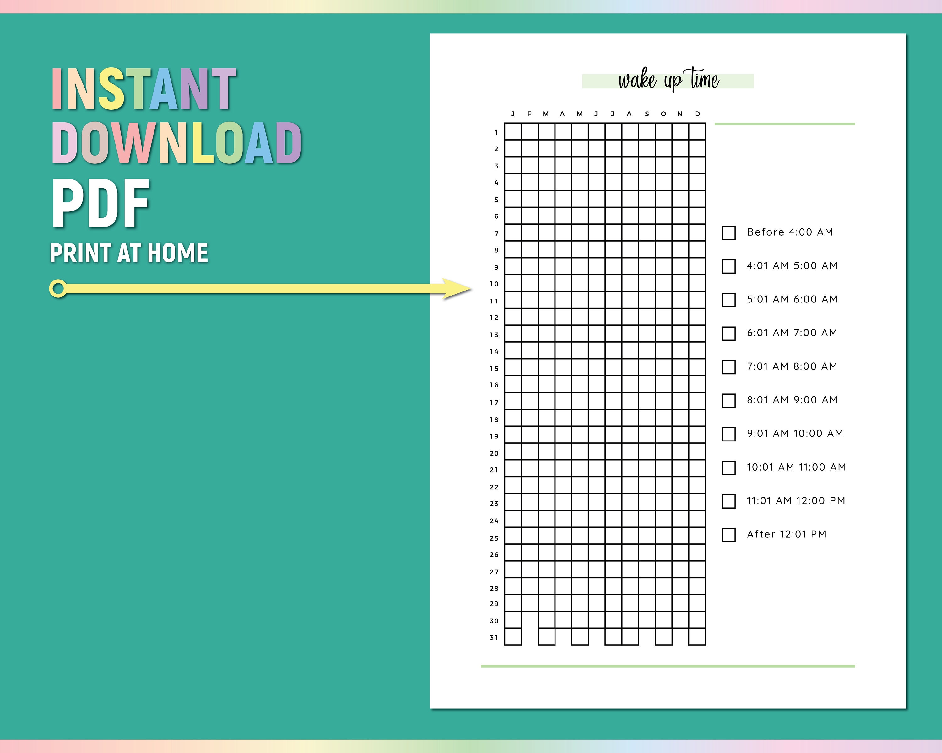 A5 Wakeup Time Tracker, Printable Sleeping Routine Journal, Simple Sleep Habit Chart, Daily ...