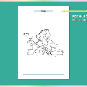 A5 Europe Travel Map Journal, Printable Europe Country Trip Tracker ...