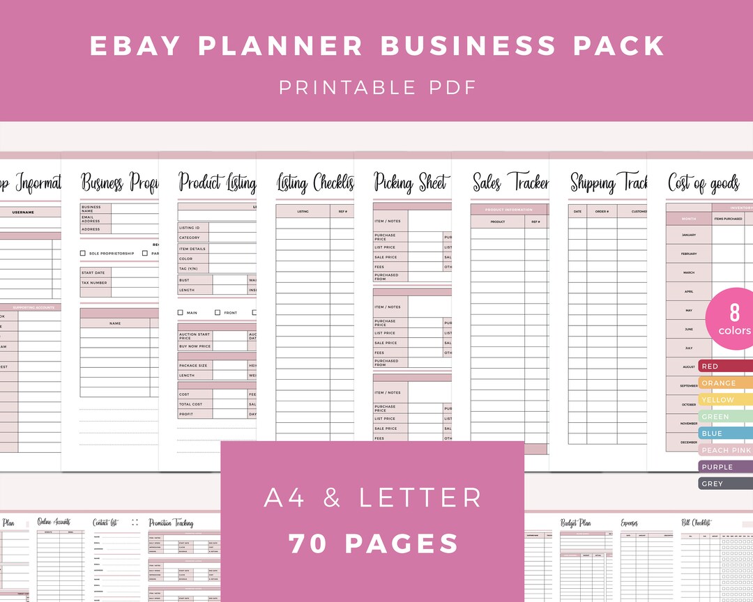 Ebay Planner Printable, Ebay Listing Template, Online Reseller Planner ...