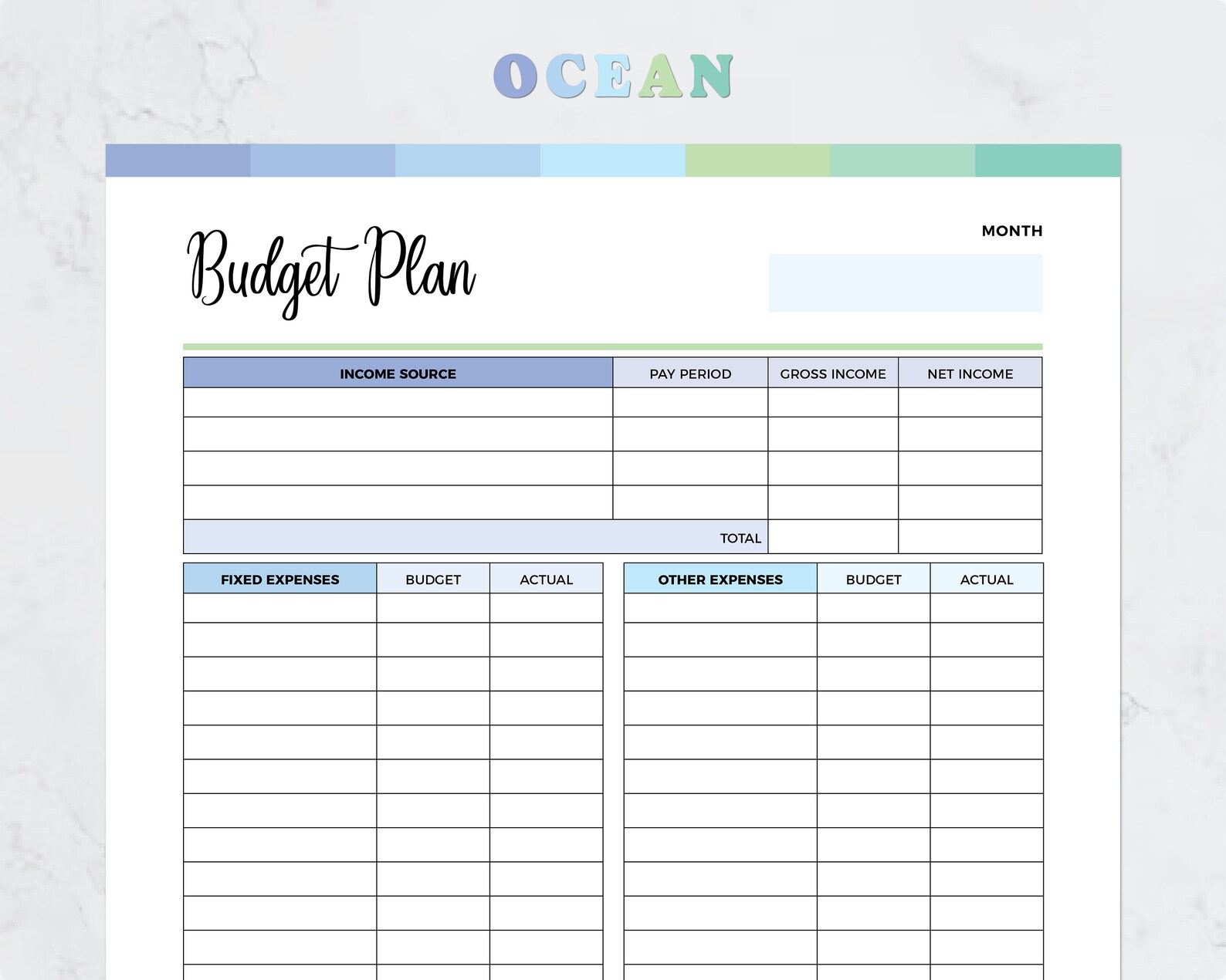 Printable Monthly Budget Planner, Budget Template - Etsy