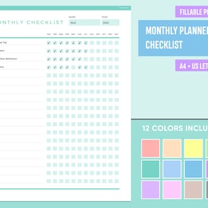 Editable Monthly Checklist Printable, Month to Do List, Monthly Chore ...