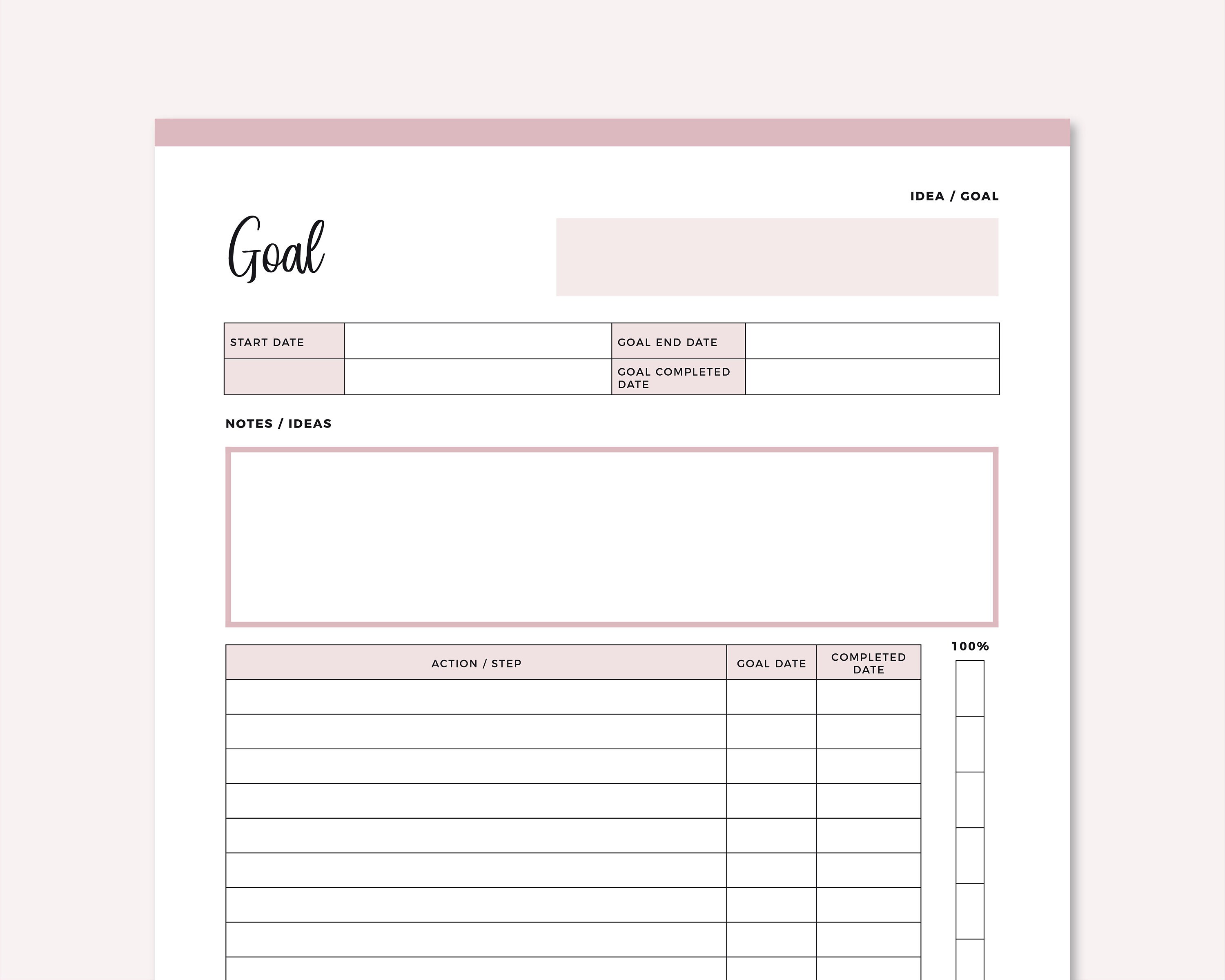 Goal Planner Printable Goal Setting Sheet Planner Insert - Etsy