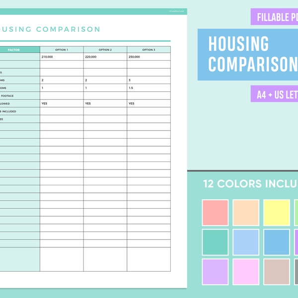House Comparison Template - Etsy