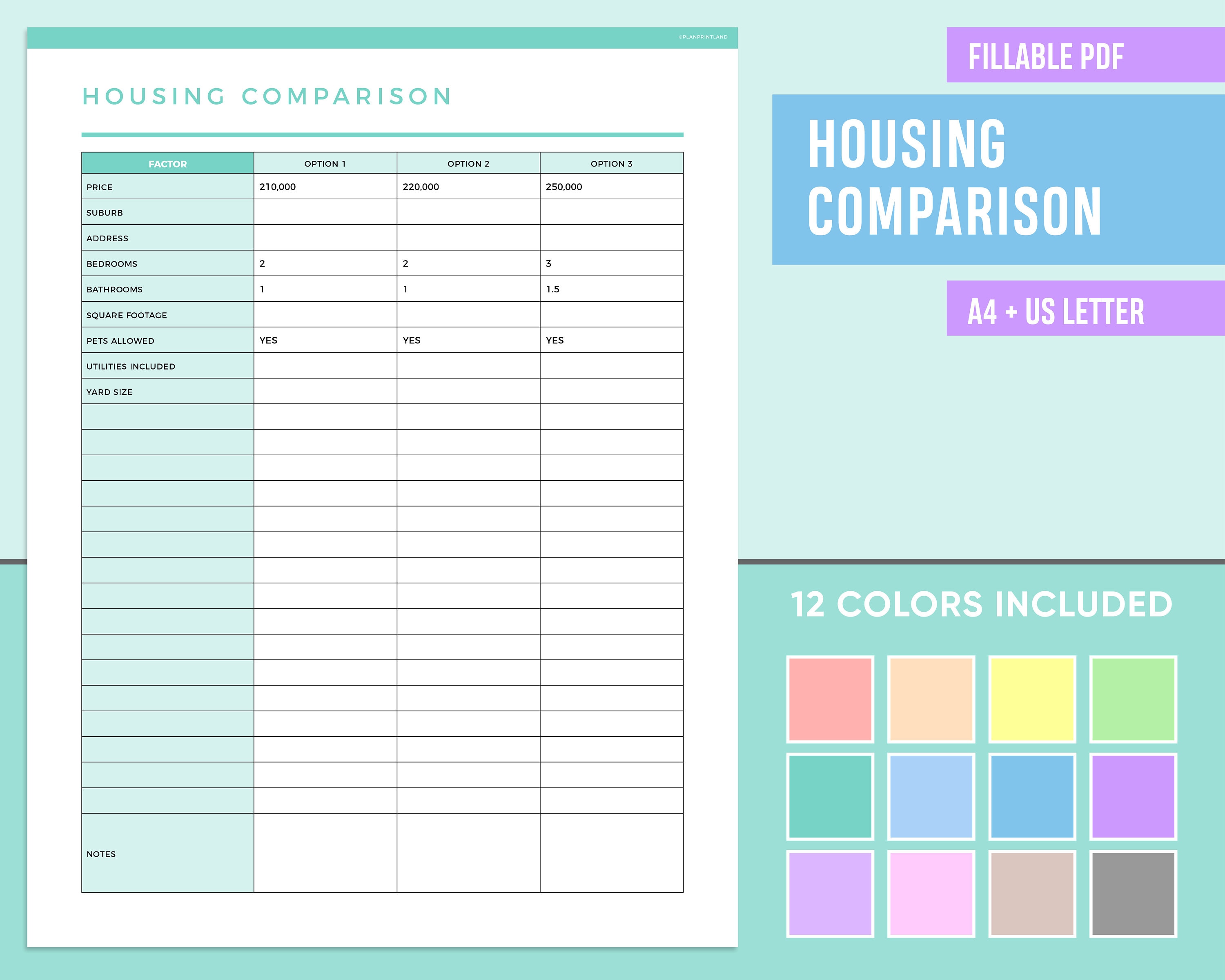 Editable House Comparison Printable, House Hunting Comparison Template ...