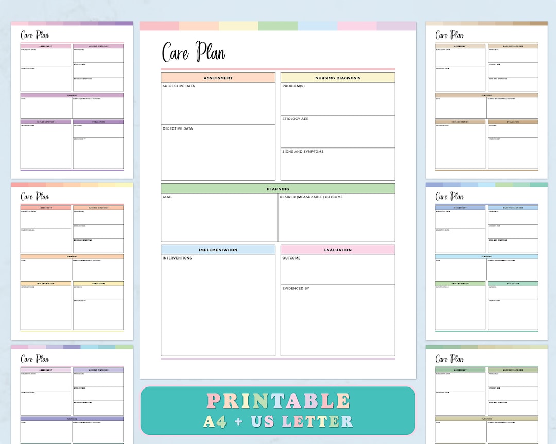 Printable Nursing Care Plan Template, Nursing Student Care Plan, Nurse ...