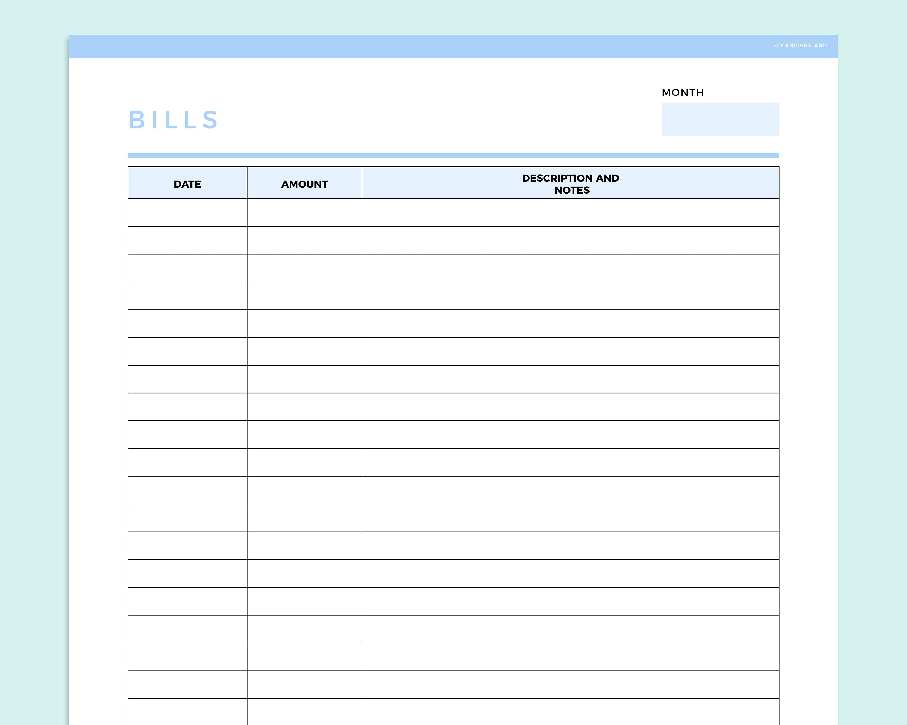 Editable Bill Tracker Printable Bills Tracker Monthly Bill - Etsy Australia