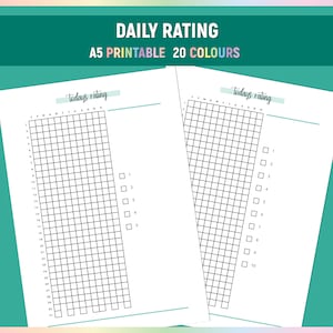 A5 Daly Rating Tracker, Printable Rate My Day Journal, Simple Todays ...