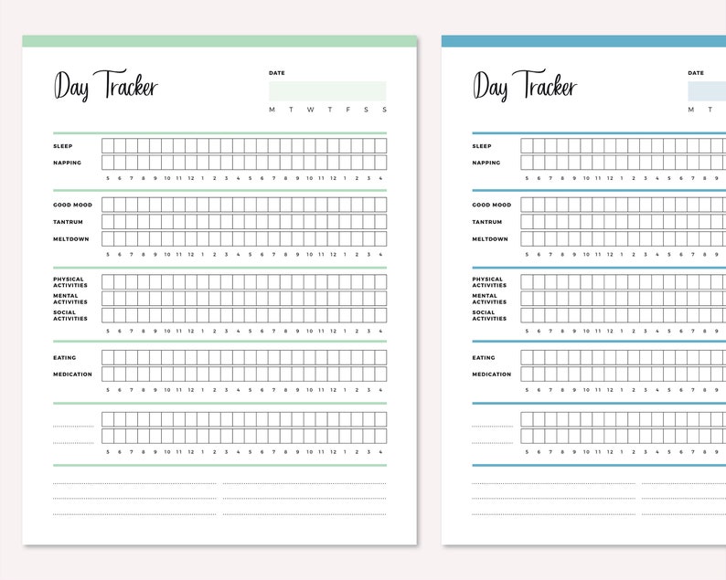 Autistic Child Care Log Printable, Day Tracker, Behavioural Log, Autism ...