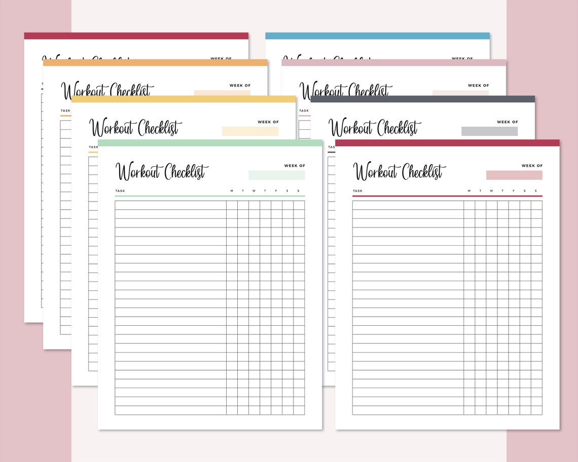 Printable Workout Checklist Print at Home Daily Exercise | Etsy