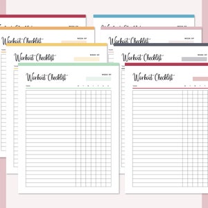 Printable Workout Checklist, Print at Home Daily Exercise List, Health ...