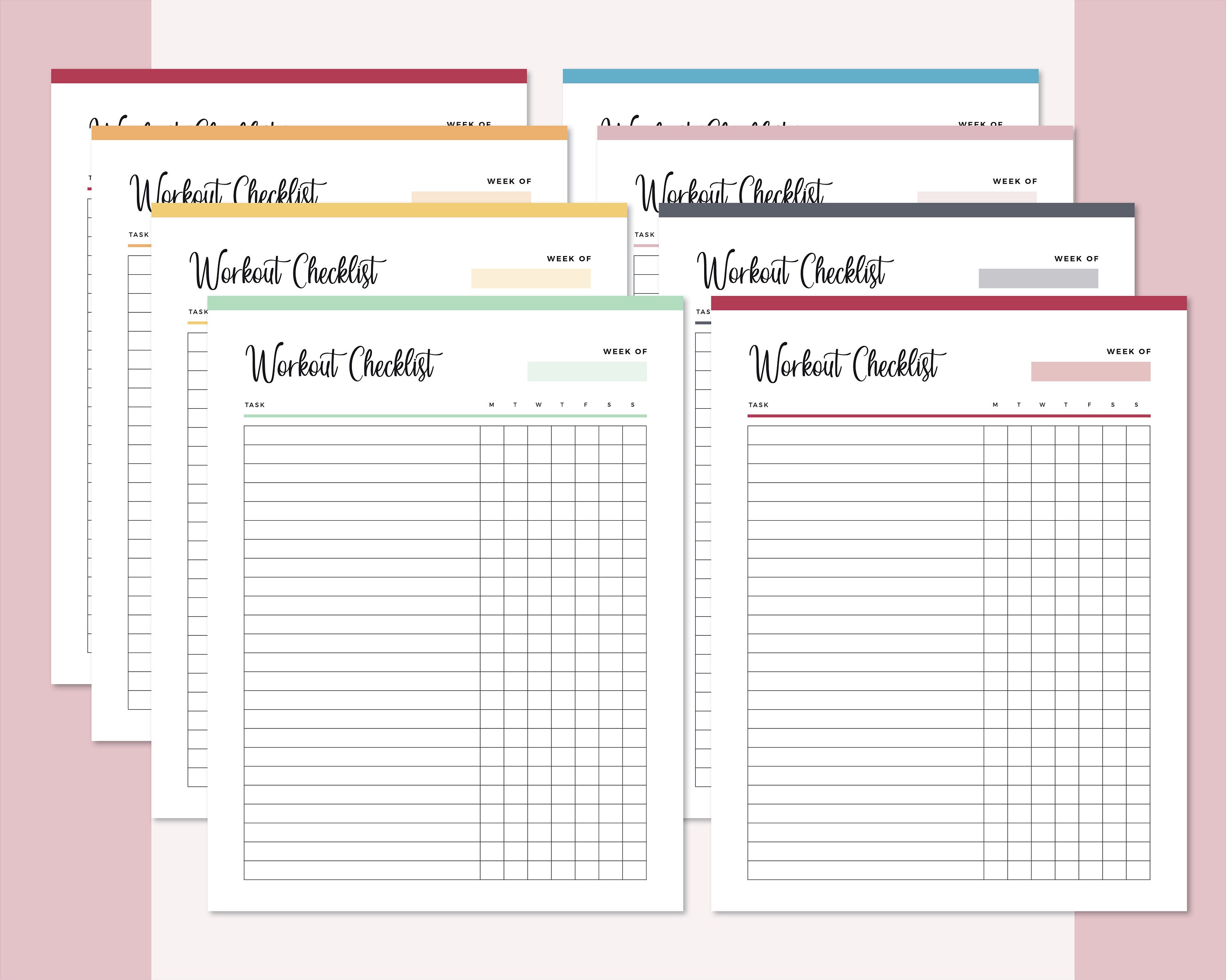 Printable Workout Checklist Print at Home Daily Exercise | Etsy