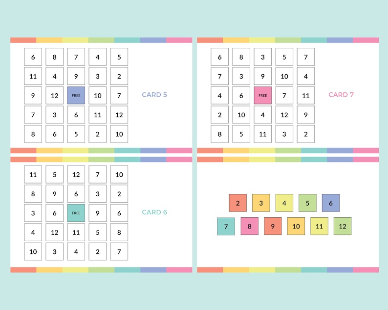 Printable Dice Bingo, 2 Dice Bingo, Printable Kids Games, Childrens ...