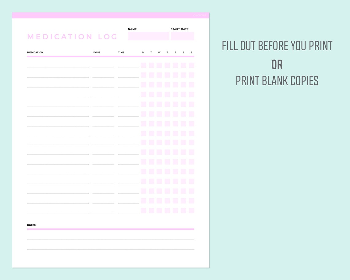 Editable Medication Tracker Printable Fillable Medication - Etsy