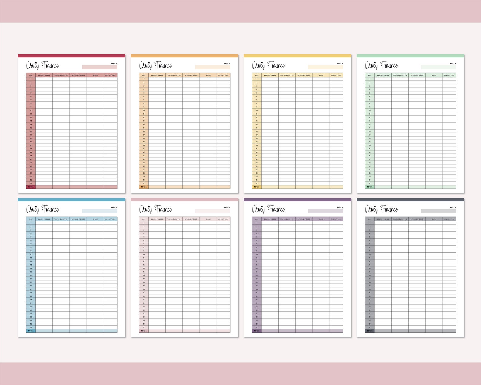 Printable Daily Sales Tracker Daily Finance Sheet Business - Etsy