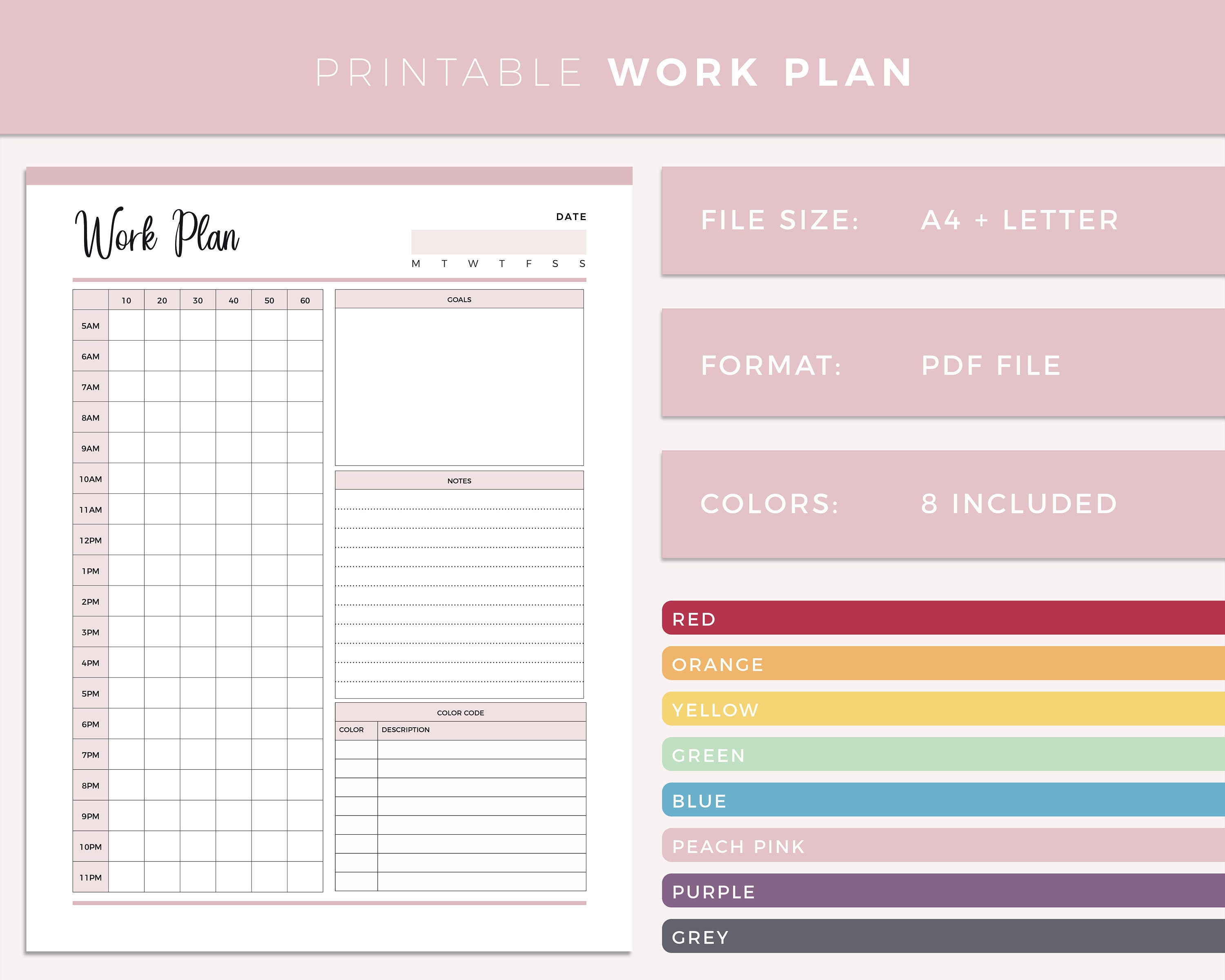 Printable 10 Minute Work Plan Daily Planner Print at Home - Etsy