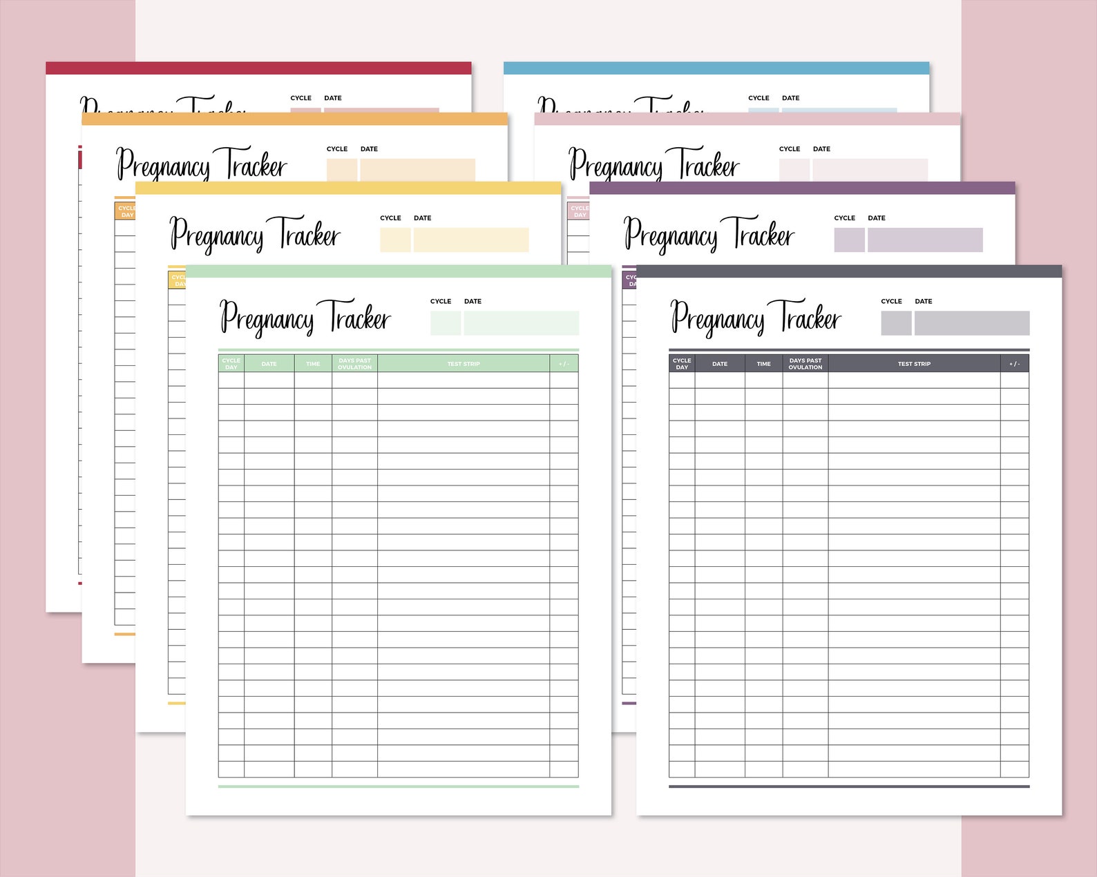 Printable HGC Pregnancy Tracker, Pregnancy Line Progression Log ...