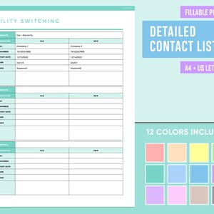 Editable Utility Switching Tracker Printable, Moving House Checklist ...