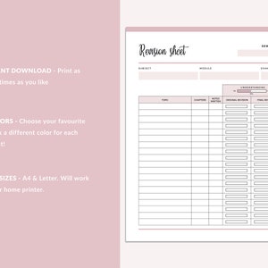 Printable Revision Checklist, Print at Home Study Sheet, School and ...