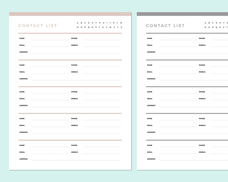 Editable Contact List Printable, Fillable Address Book Template ...