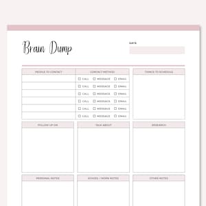 Brain Dump Printable, Thought Organizer, ADHD Brain Dump, Thought ...