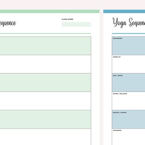 Printable Yoga Sequencing Planner, Yoga Sequence Pages, Yoga Sequence ...