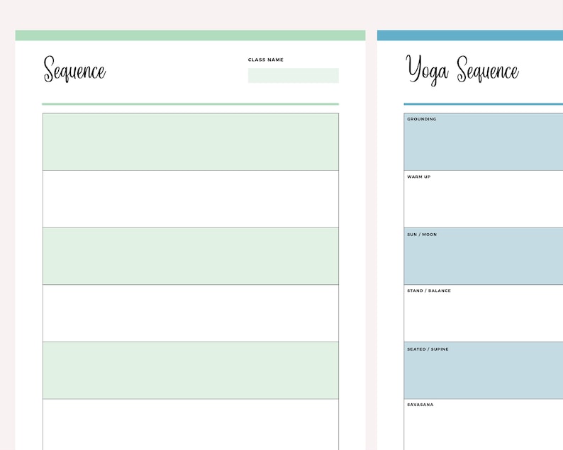 Printable Yoga Sequencing Planner Yoga Sequence Pages Yoga - Etsy