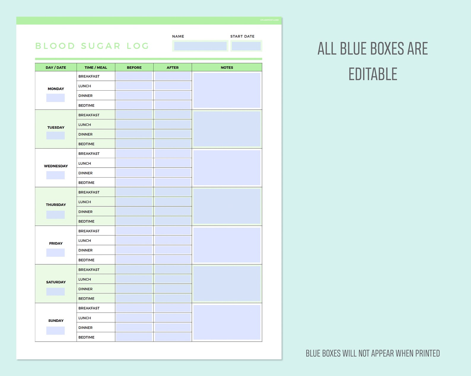 Editable Blood Sugar Log Printable Fillable Blood Sugar - Etsy
