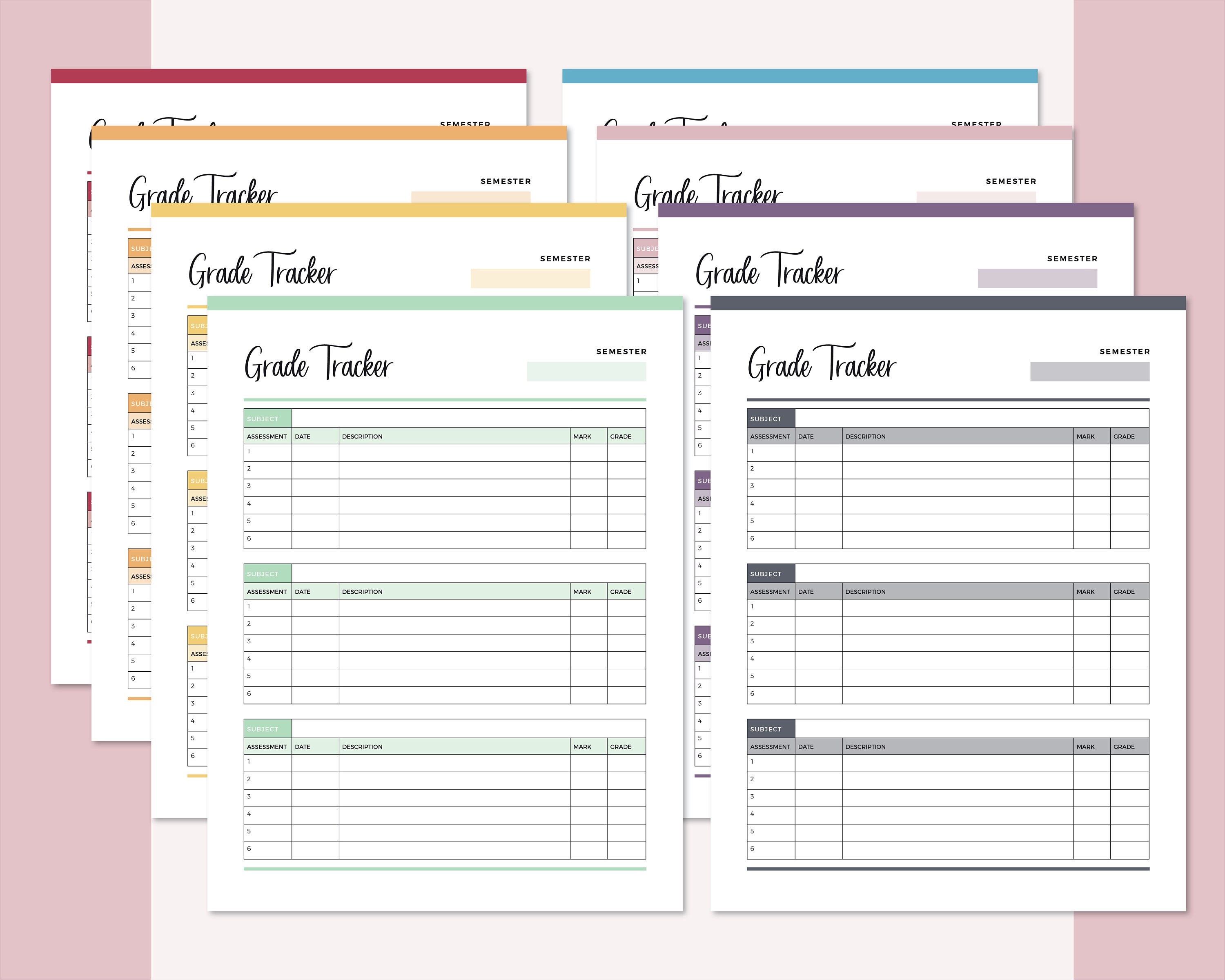 Printable Grade Tracker, Homeschool Gradebook, Student Grading Sheet ...
