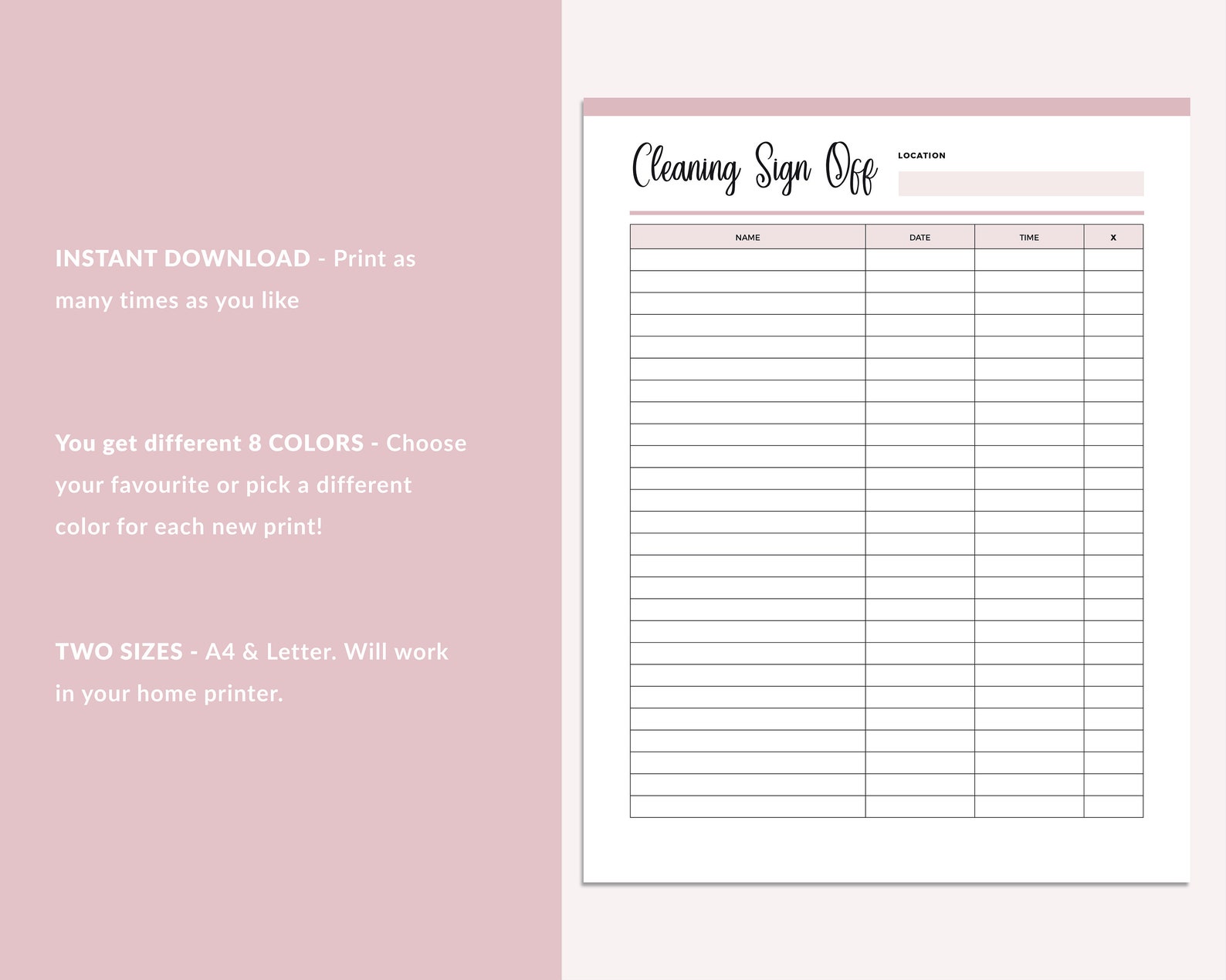 Printable Cleaning Sign-off Sheet Restroom Cleaning Bathroom - Etsy