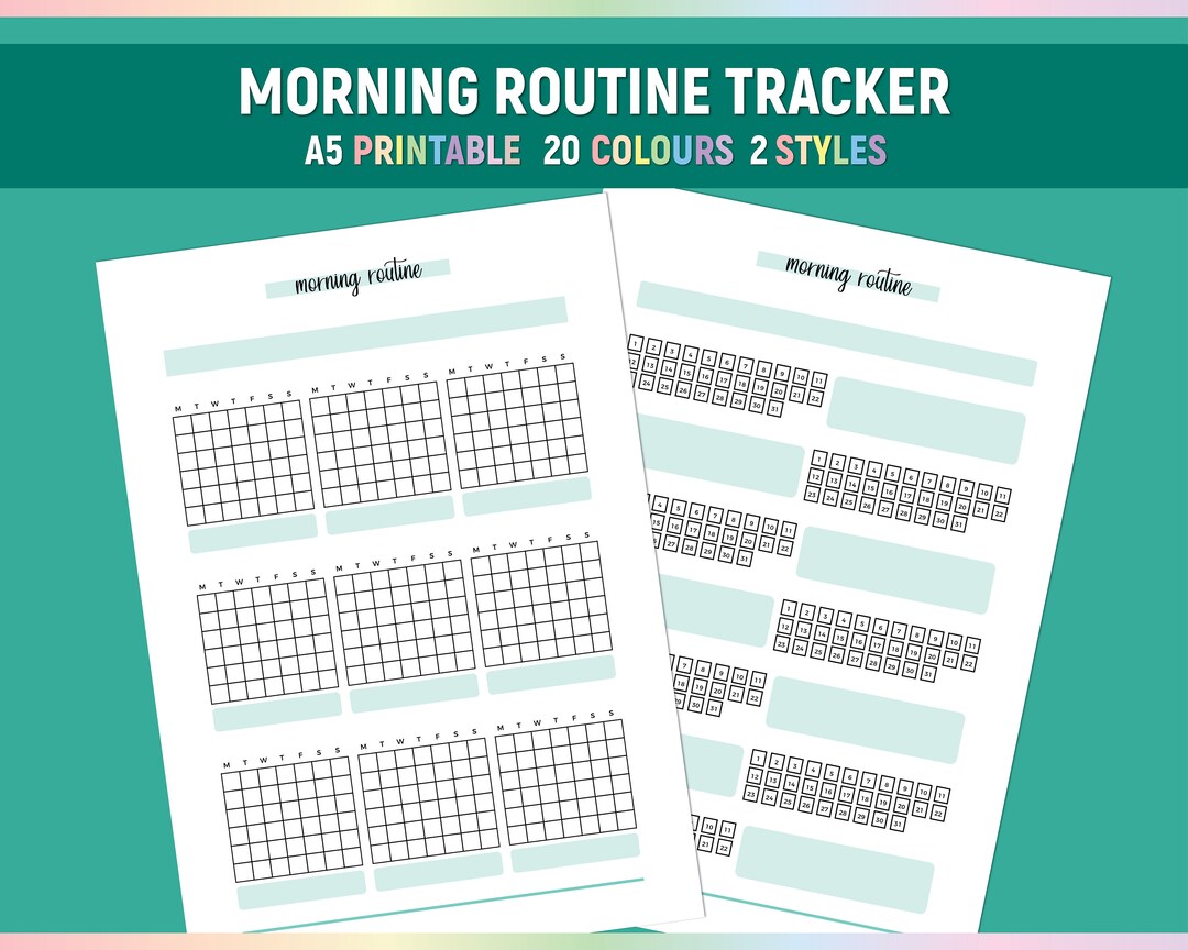 A5 Monthly Morning Routine Template, Printable Morning Routine Tracker ...