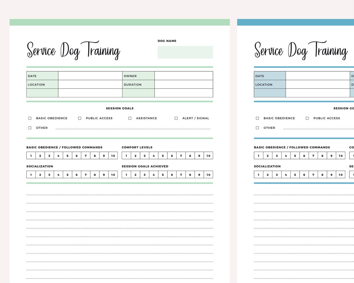 Printable New puppy training records Service dog training | Etsy