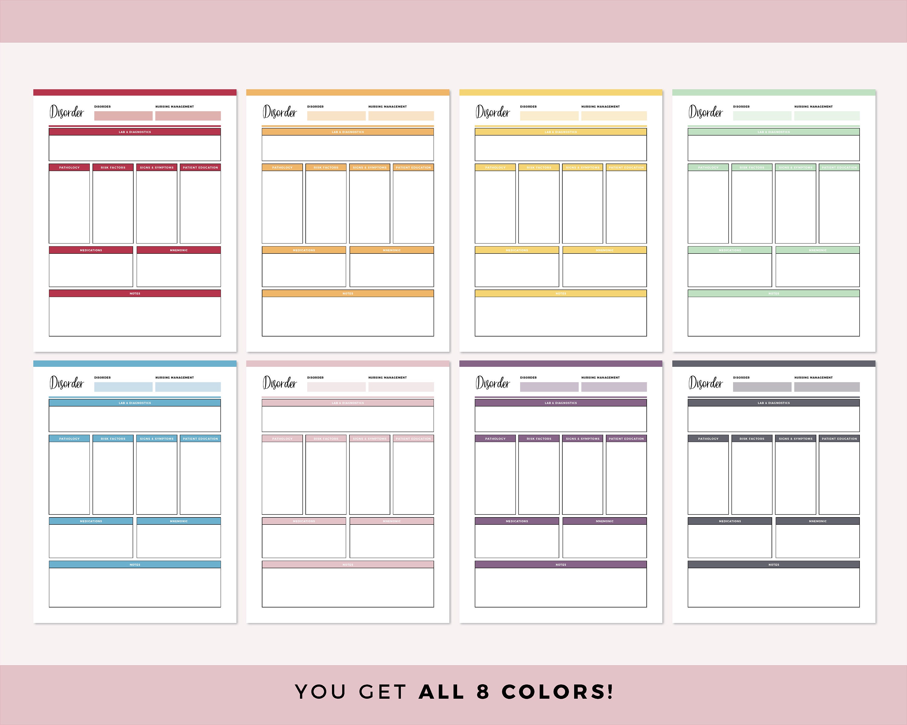 Printable Nursing Disorder Template, Student Nurse Disease Management ...