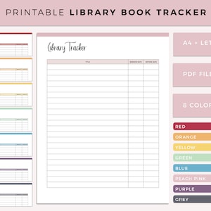 Printable Library Book Tracker, Library Borrowing Planner, Library ...