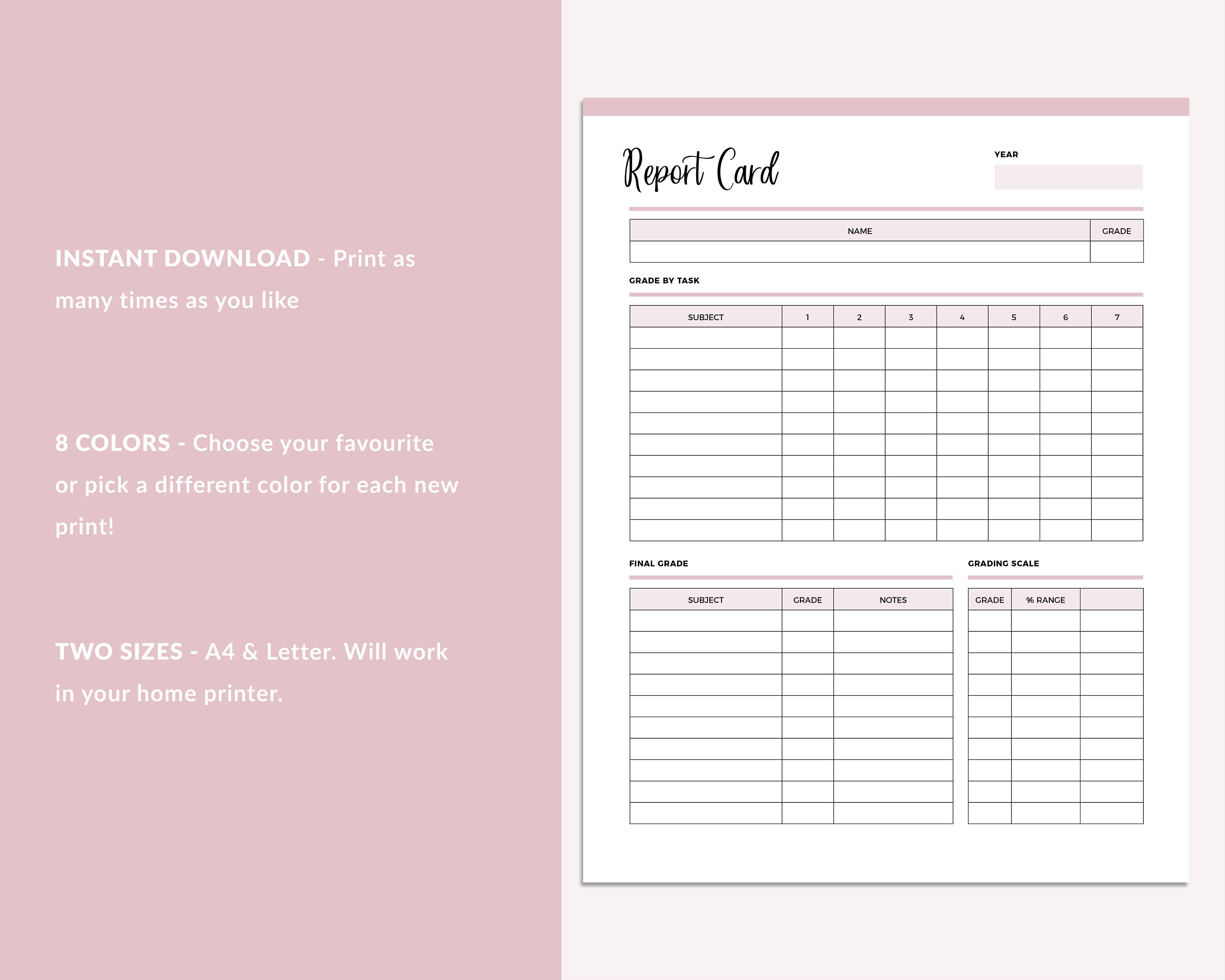 Printable Homeschool Report Card, Home School Report Template ...