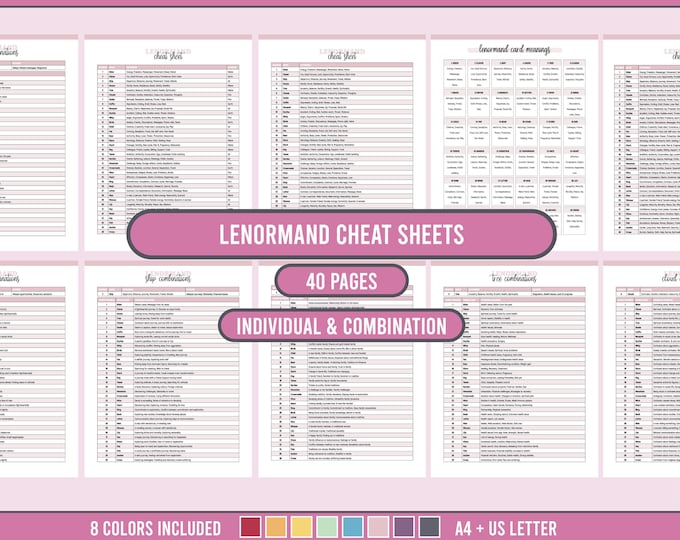 Learn Lenormand, Printable Lenormand Cards, Lenormand Cheat Sheet ...