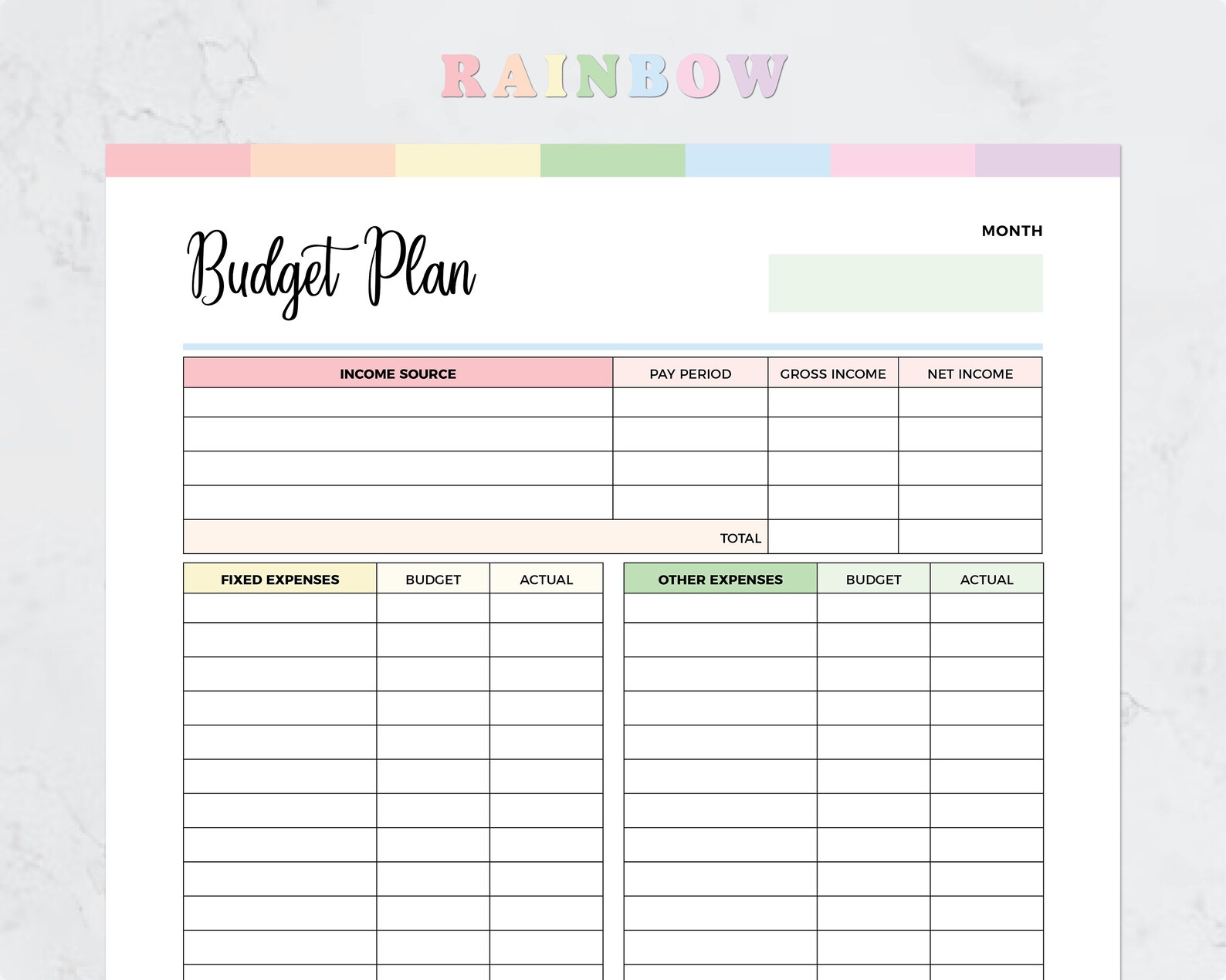 Printable Monthly Budget Planner, Budget Template - Etsy