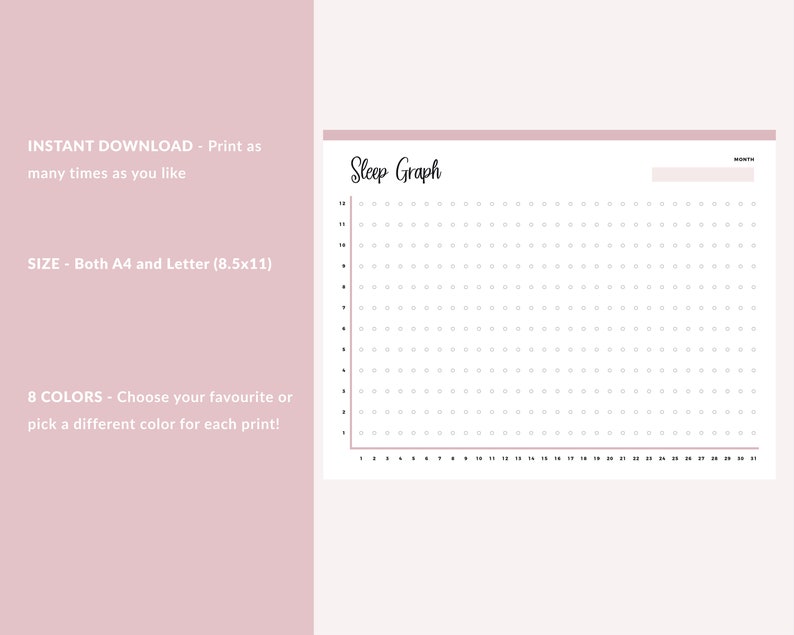 Printable Sleep Tracker Sleep Journal Sleep Chart Sleeping - Etsy