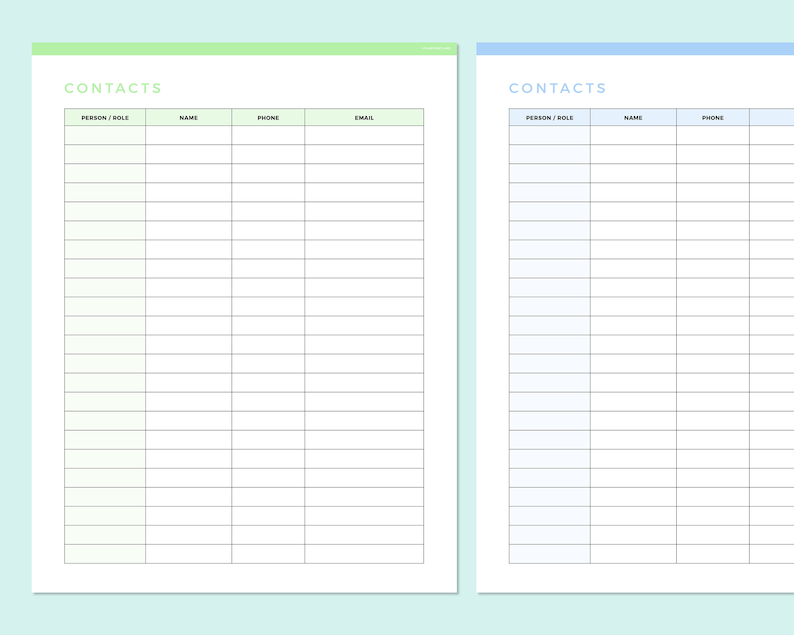 Editable Contact List Template Printable Contact Sheet PDF - Etsy