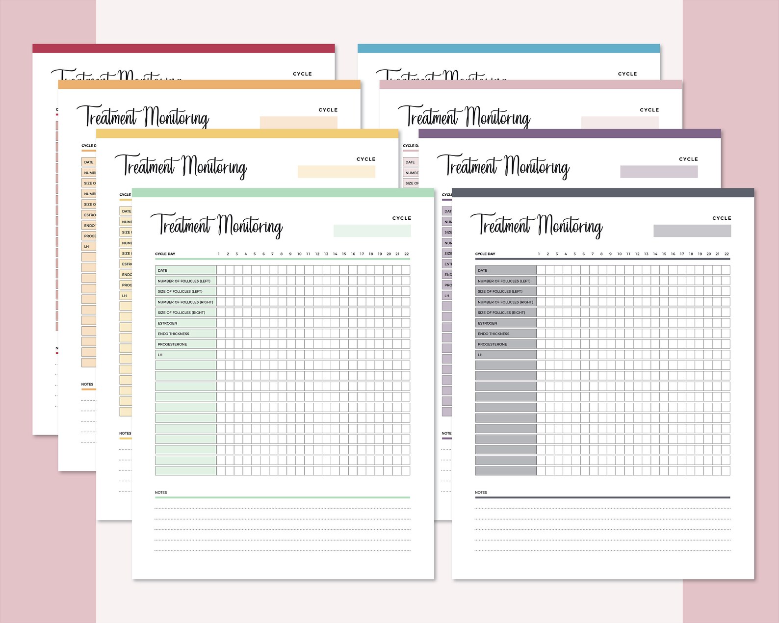 Printable IVF Treatment Record, IVF Treatment Monitoring Sheet, Ttc ...