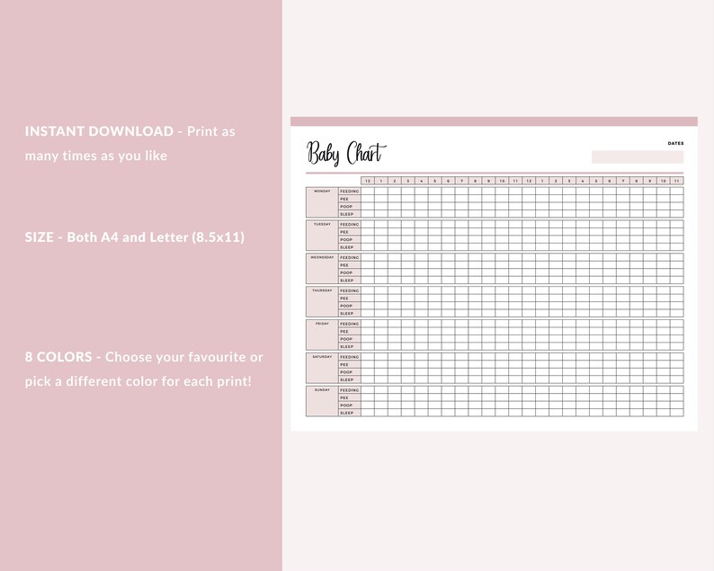 Printable Baby Care Log, Babysitter Printable, Baby Tracker, Feeding ...