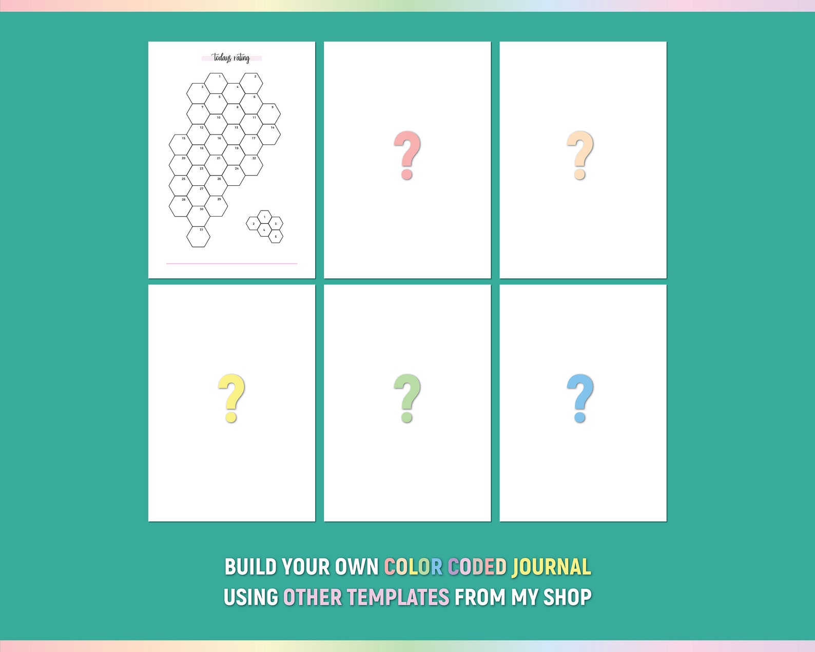 A5 Hexagonal Daily Rating Journal, Printable Hexagon Rating Tracker ...