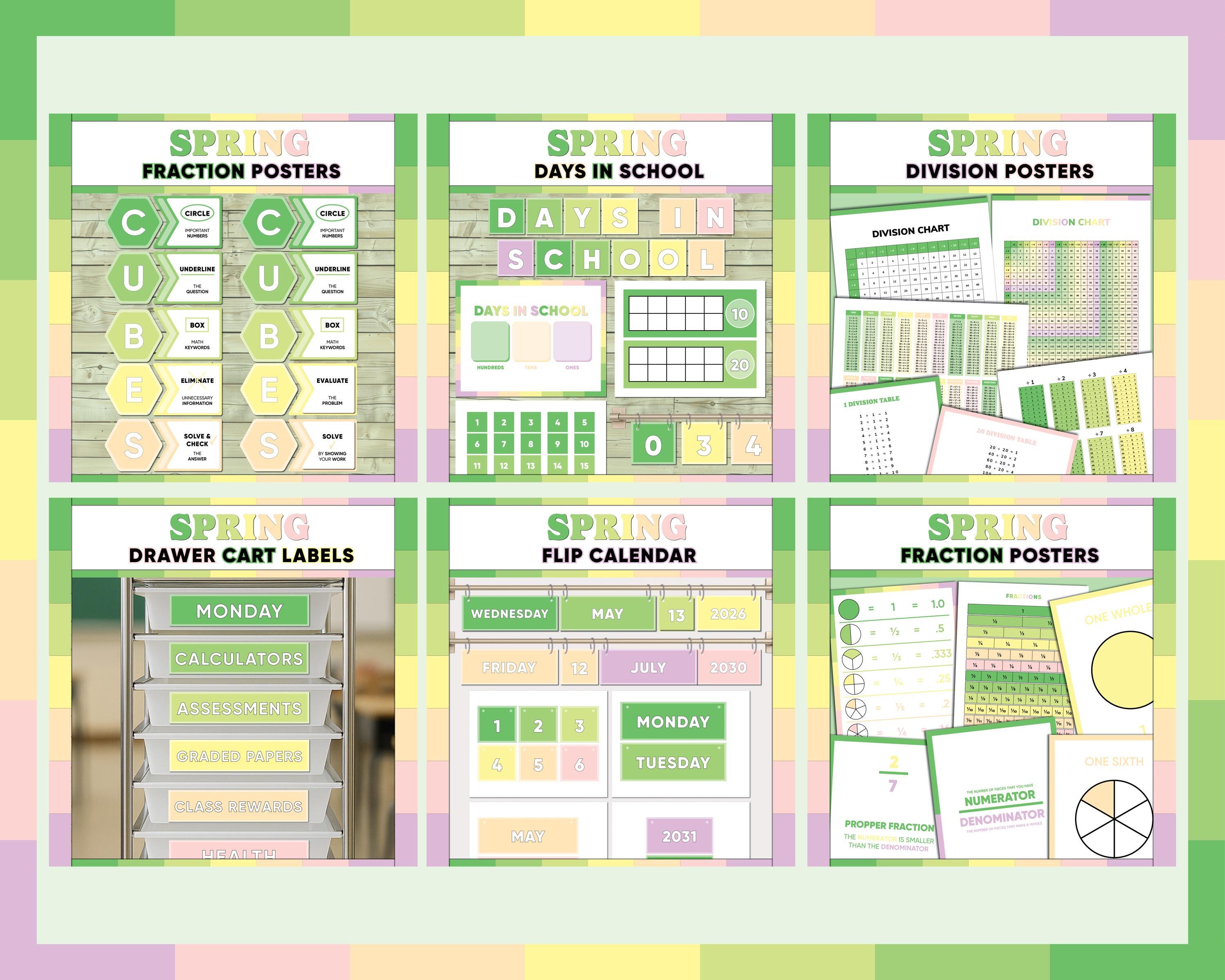 Spring Classroom Decor Bundle | Bright Green Pink Yellow Theme ...