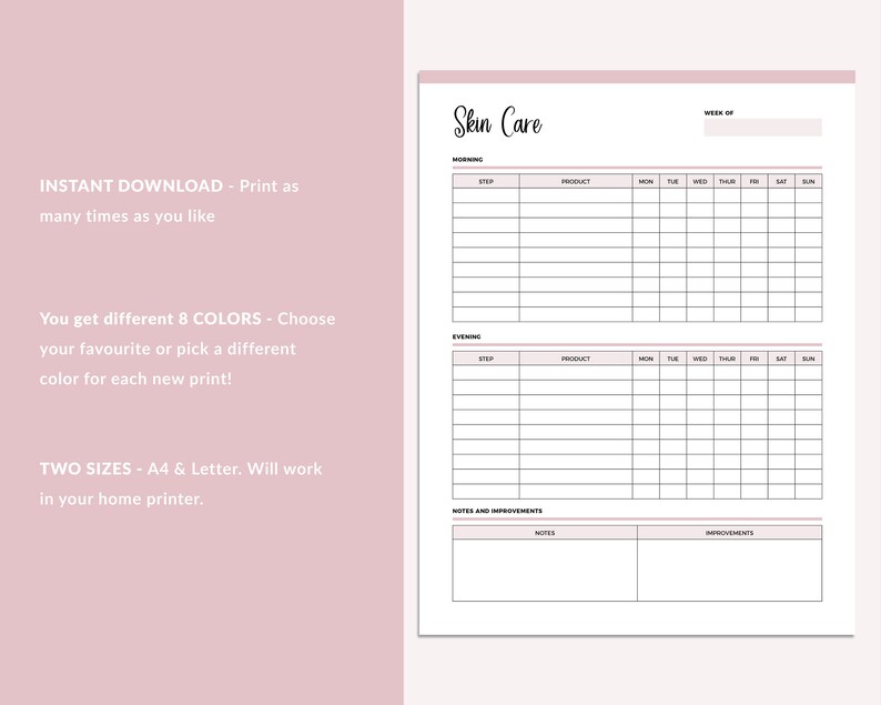 Skincare Routine Printable, Skin Care Routine, Skincare Planner ...