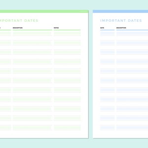 Editable Important Dates Tracker Printable, Fillable Important Dates ...